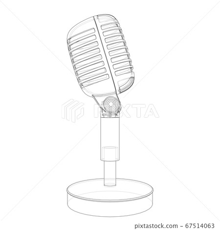 Outline vintage microphone - Stock Illustration [67514063] - PIXTA