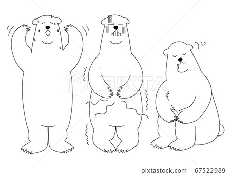 Shirokuma simple cute line drawing illustration... - Stock Illustration ...