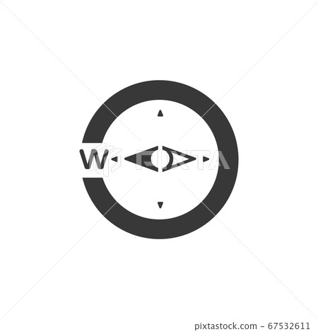 Compass. West direction. Icon. Weather glyph - Stock Illustration ...