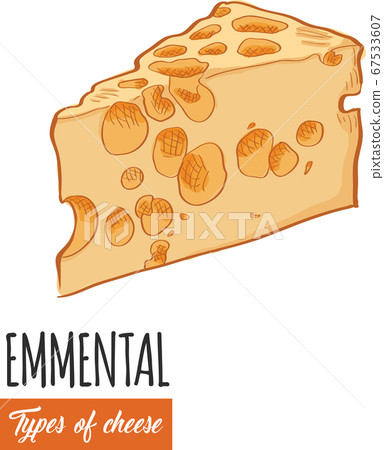 Hand drawn colorful Emmental cheese-插圖素材 [67533607] - PIXTA圖庫