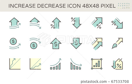 Increase decrease and arrow vector icon set - Stock Illustration ...