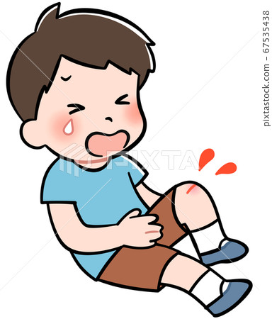 Boy crying with a leg injury - Stock Illustration [67535438] - PIXTA