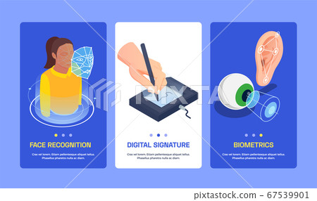Biometric Authentication Technology Banners - Stock Illustration ...
