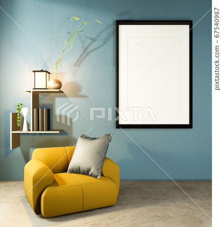 Living dark blue room japanese style with wooden - Stock Illustration ...