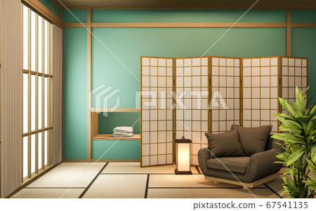 Japanese partition paper wooden design on mint - Stock Illustration ...
