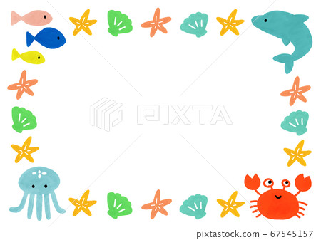 Cute sea creatures frame - Stock Illustration [67545157] - PIXTA