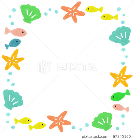 Cute sea creatures frame - Stock Illustration [67545160] - PIXTA