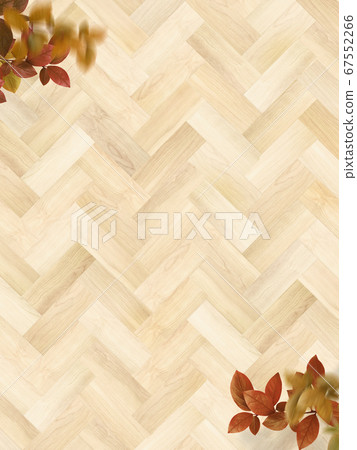 Wood texture and autumn leaves background - Stock Illustration ...