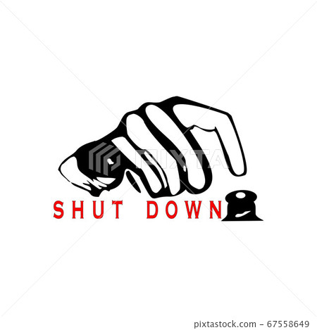 Finger and button to turn off, logo icon - Stock Illustration [67558649 ...