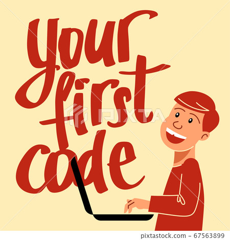 A square image of the boy who studies coding. A - Stock Illustration ...