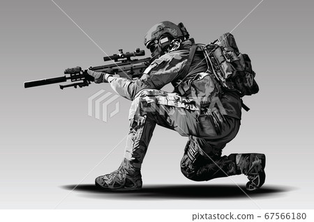 Vector Policeman Tactical Shoot Illustration. - Stock Illustration ...