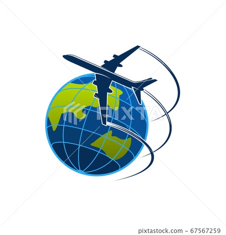 Vector icon of plane and world globe - Stock Illustration [67567259 ...