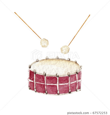 Drum taiko instrument orchestra watercolor... - Stock Illustration ...
