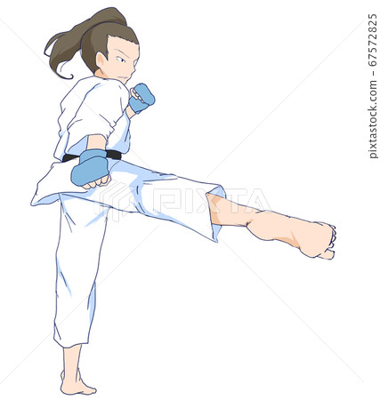 A woman giving a low kick - Stock Illustration [67572825] - PIXTA