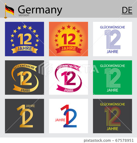 German set of number 12 templates - Stock Illustration [67578951] - PIXTA