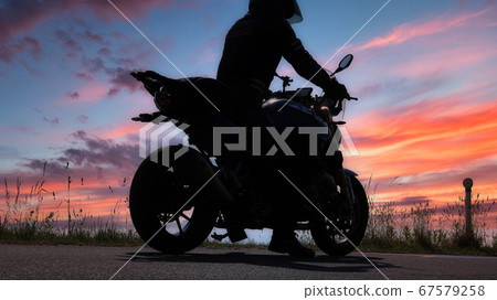 Motorcycle Rider Sunset