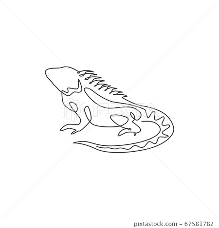 One continuous line drawing of beautiful iguana... - Stock Illustration ...