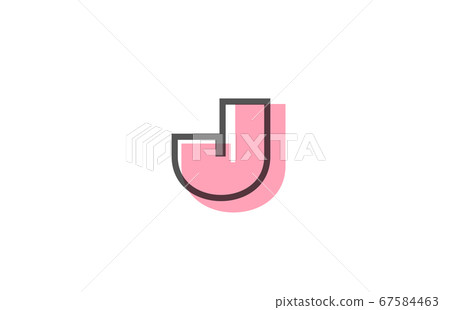 geometric J pink black line alphabet letter logo - Stock Illustration ...