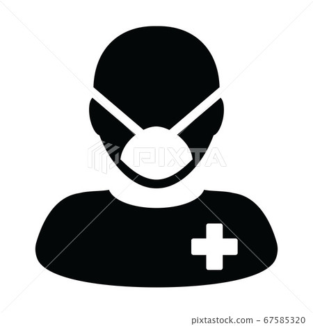 Human icon vector with face mask patient person... - Stock Illustration ...