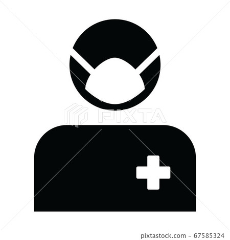 Mask icon vector with patient person profile... - Stock Illustration ...