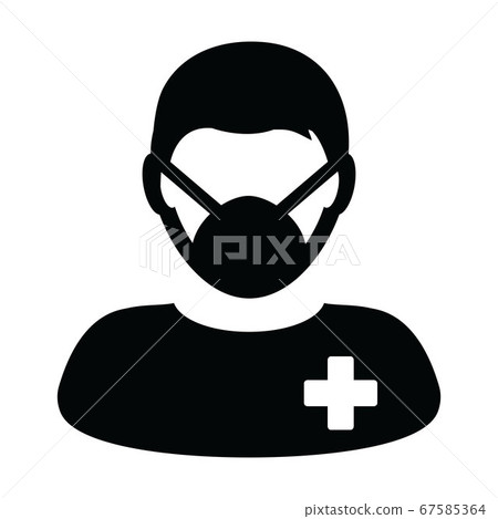 N95 mask icon vector with patient person... - Stock Illustration ...