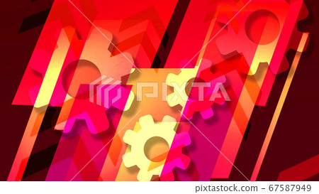 Geometric red background illustration with gears - Stock Illustration ...