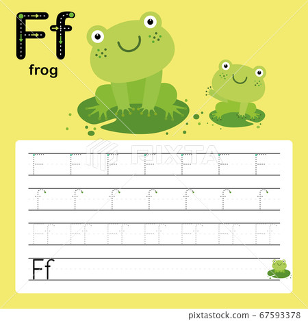 F, frog, Alphabet tracing worksheet for...-插圖素材 [67593378] - PIXTA圖庫