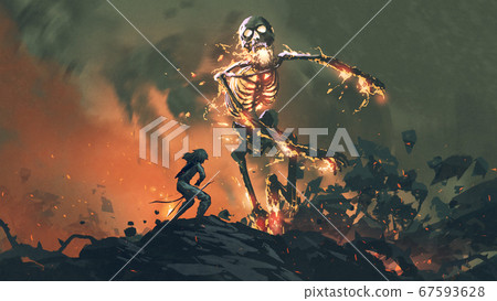 the legendary flaming skeleton - Stock Illustration [67593628] - PIXTA