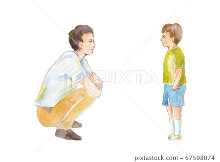 Men and children looking at children - Stock Illustration [67598074 ...