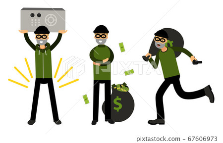Male Burglar or Robber in Black Mask Stealing... - Stock Illustration ...