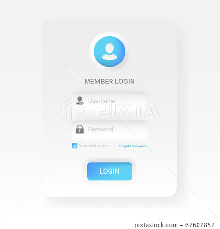 Member login menu in neomorphic or Neomorphism... - Stock Illustration ...