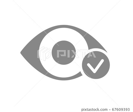 Human eye with tick checkmark grey icon.... - Stock Illustration ...