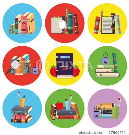 Collection of colored book icons. - Stock Illustration [67609731] - PIXTA