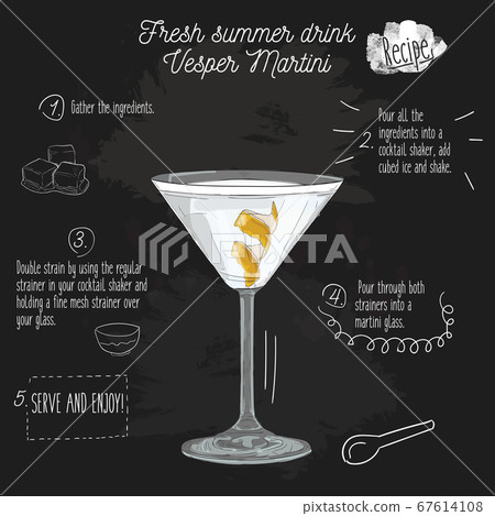 Hand drawn colorful fresh summer drink Vesper... - Stock Illustration ...
