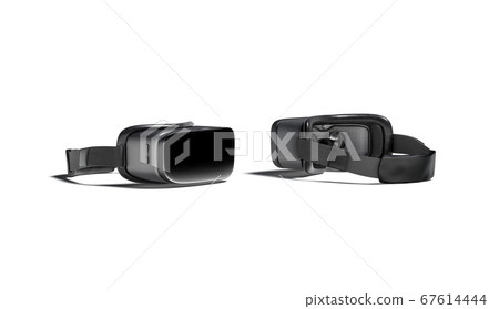 Blank black virtual reality goggles mockup,... - Stock Illustration ...