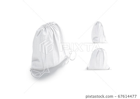 Blank white drawstring backpack mockup,... - Stock Illustration ...