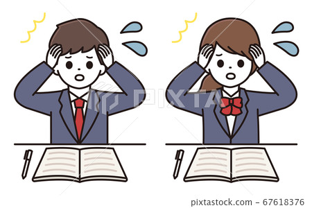 Male student Female student Puzzled illustration - Stock Illustration ...