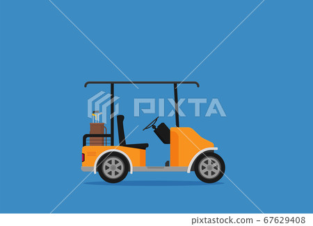 Flat vector golf car isolated on color background - Stock Illustration ...