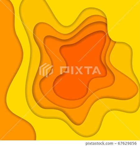 Abstract yellow 3d paper cut background-插圖素材 [67629856] - PIXTA圖庫