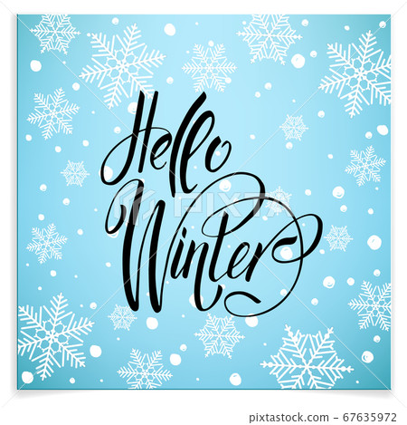 Postcard Hello Winter wiht cute elements. Isolated-插圖素材 [67635972 ...