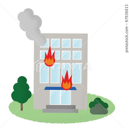 Vector illustration of a building in fire - Stock Illustration ...