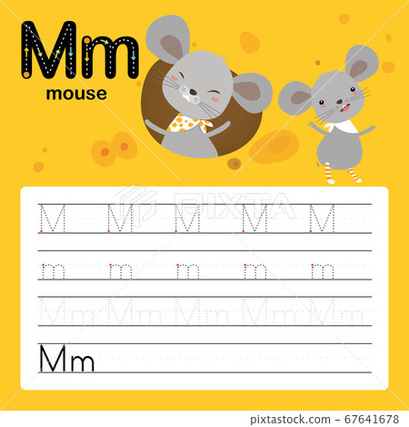 M, mouse, Alphabet tracing worksheet for... - Stock Illustration ...