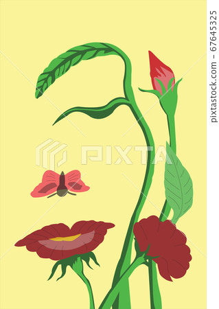 Vector art of flower plant in shape of face - Stock Illustration ...