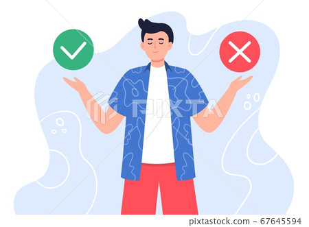 A young man with two buttons. - Stock Illustration [67645594] - PIXTA