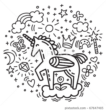 Doodle unicorn vector - Stock Illustration [67647485] - PIXTA