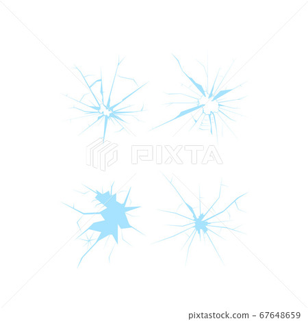 Broken Window Different Cracks Set. Vector - Stock Illustration ...