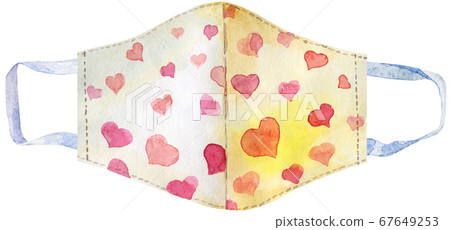 Homemade protective mask with hearts on white... - Stock Illustration ...