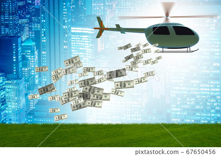 Concept of helicopter money in economic... - Stock Illustration ...