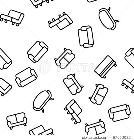 Couch Sofa Furniture Vector Seamless Pattern - Stock Illustration ...