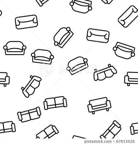 Couch Sofa Furniture Vector Seamless Pattern - Stock Illustration ...